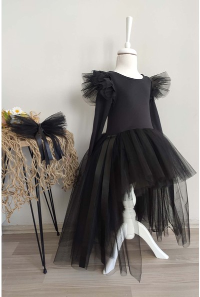 Shecco Babba Kız Çocuk Siyah Deri Detaylı Tüllü Abiye Elbise, Parti Elbisesi, Doğum Günü Elbisesi, Bandana Shecco Babba Kız Çocuk Siyah Deri Detaylı Tüllü Abiye Elbise, Parti Elbisesi, Doğum Günü Elbisesi, Bandana