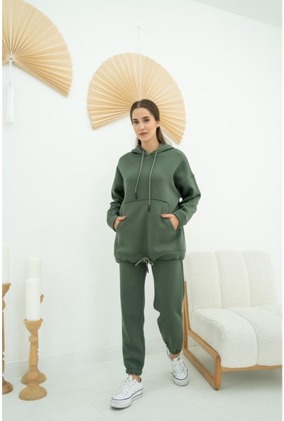 Elbee Kapüşonlu ve Bağlamalı Eşofman Takım - Yeşil