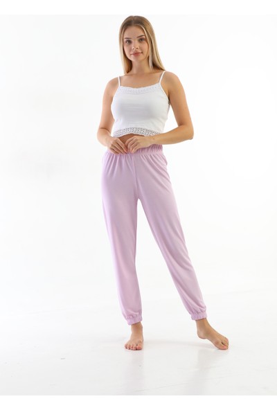 Arvin Pijama Kadın Manolya Düz Renk Paça Lastikli Pijama Altı Arvin Pijama Kadın Manolya Düz Renk Paça Lastikli Pijama Altı