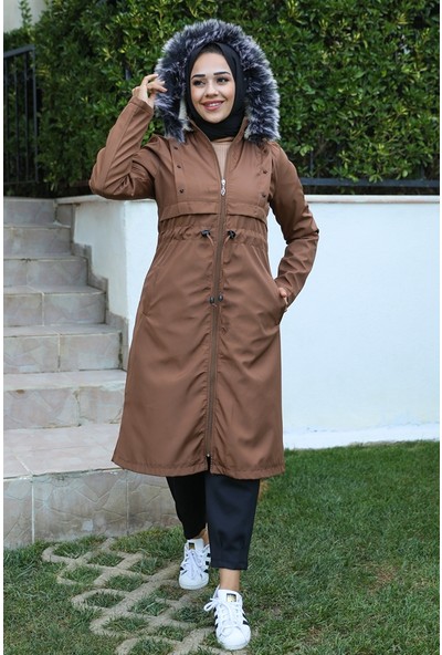 İlkimay Bige Yıldız Detaylı Büzgülü Içi Kürklü Tesettür Mont 347 - Taba İlkimay Bige Yıldız Detaylı Büzgülü Içi Kürklü Tesettür Mont 347 - Taba