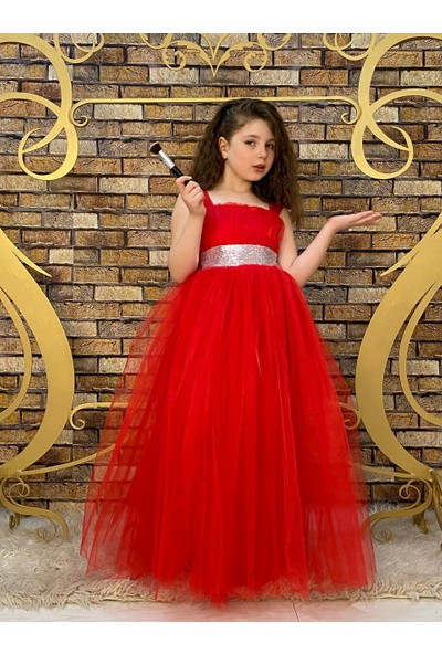 Abiye Kids Beli Pullu Kız Çocuk Abiye Elbise