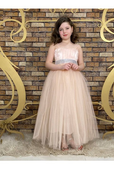 Abiye Kids Beli Pullu Kız Çocuk Abiye Elbise