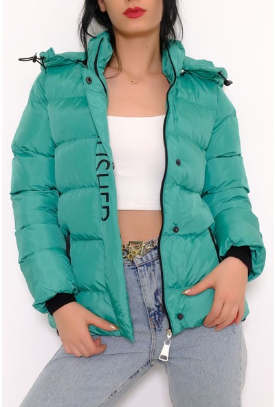 Peaces Store Kapşonlu Şişme Mont Yeşil - 2718.1555.