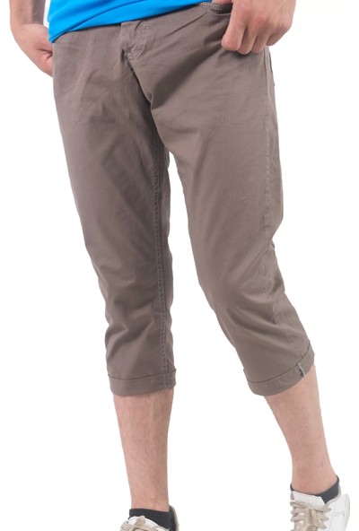 Erkek Diz Altı Sportwear Vizon Keten Kapri-4