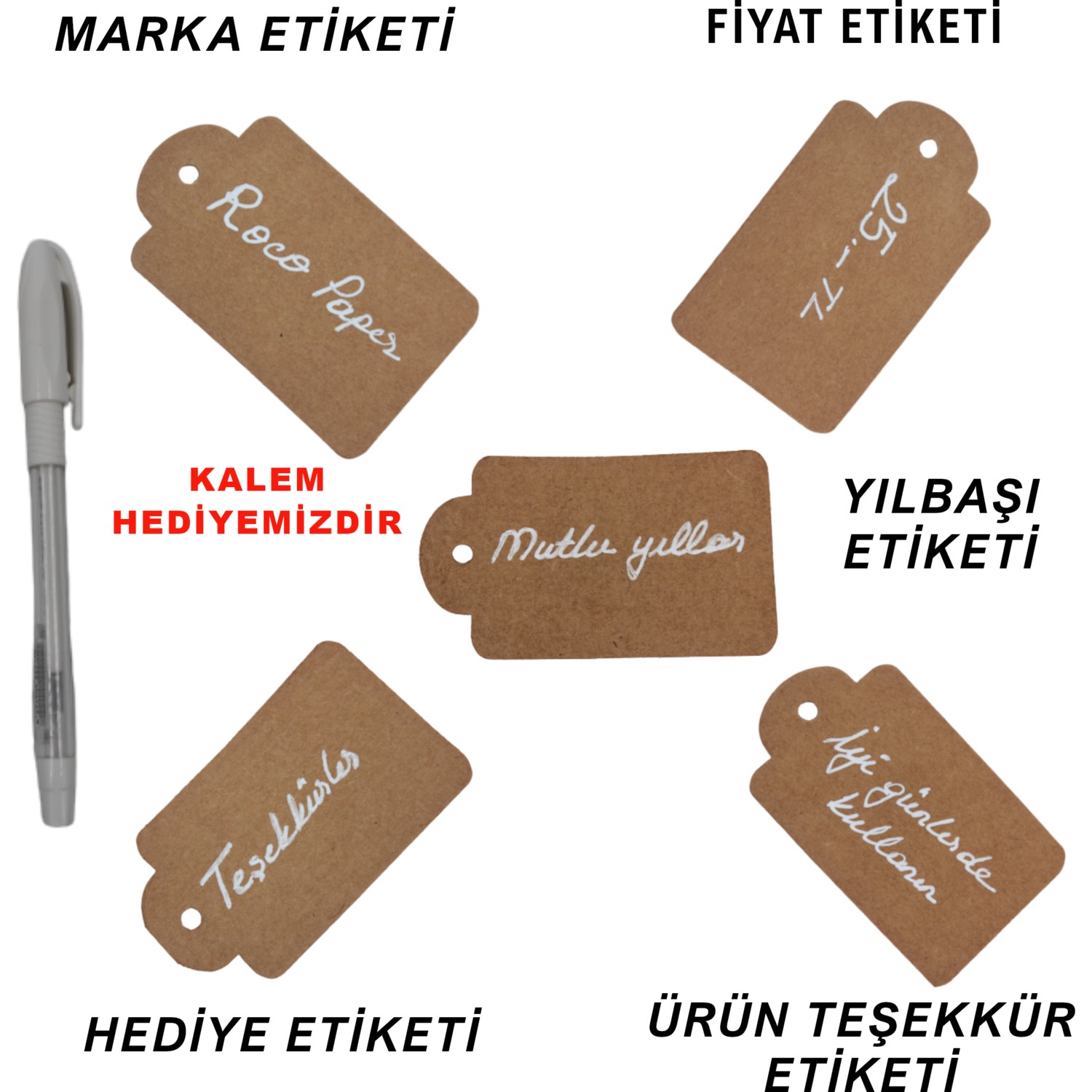 Roco Paper Etiket - 200 adet Hediye Etiketi - Hasır Jüt İpli Fiyatı