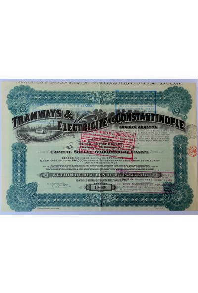 Trcollect 1949 Son Damgalı Istanbul Tramvay Şirketi Hisse Senedi Trcollect 1949 Son Damgalı Istanbul Tramvay Şirketi Hisse Senedi
