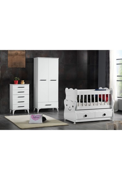 Nikayacık Bebek Odası Takımı Beşik 2 Kapılıdolap 5 Çekmeceli Şifonyer