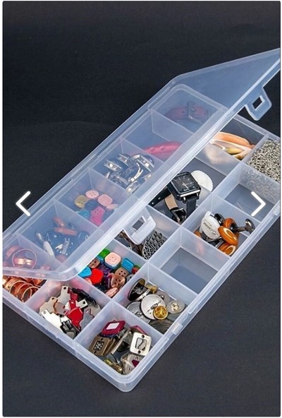 Çağlar Accessories Hobi ve Boncuk Kutusu Şeffaf 25X14 cm 18 Bölmeli Kutu