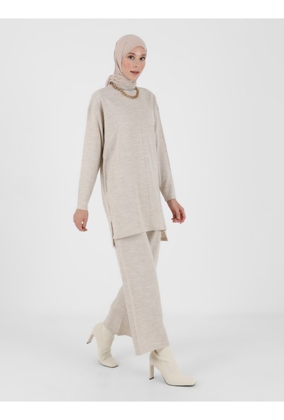Refka Tunik&pantolon Ikili Triko Takım - Açık Taş - Refka Woman