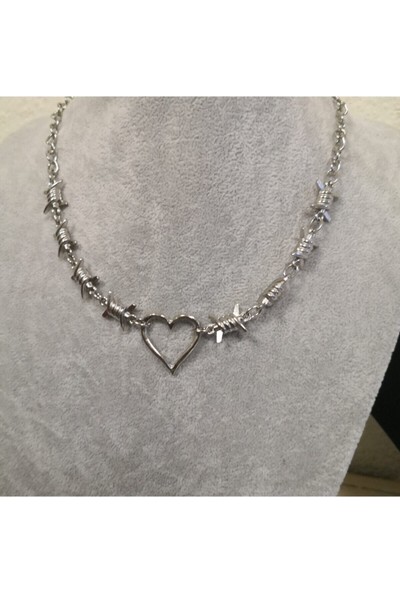 Touzla Kadın Dikenli Tel Kalp Choker