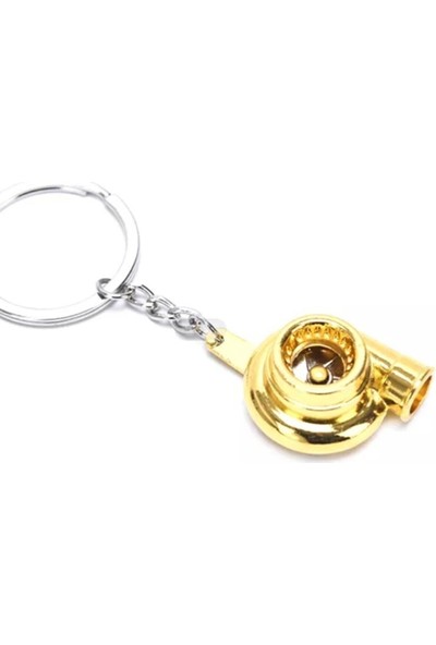 Key Rings Turbo Tasarımlı Anahtarlık-Metalik Krom Gold Renk Key Rings Turbo Tasarımlı Anahtarlık-Metalik Krom Gold Renk