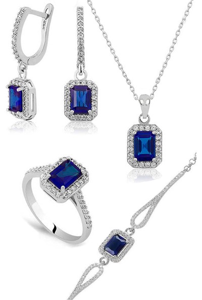 Molenga Baget Taşlı Gümüş Kadın Takı Seti Molenga Baget Taşlı Gümüş Kadın Takı Seti