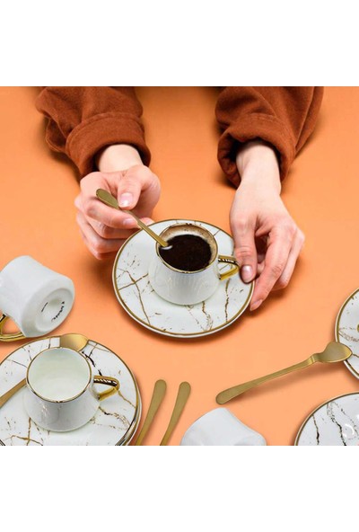 Koleksiyon Sufi Beyaz Mermer 6 Lı Türk Kahvesi Fincanı