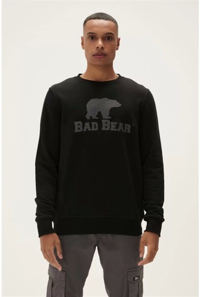 Bad Bear Logo Crewneck 0 Yaka Erkek Sweat - Siyah