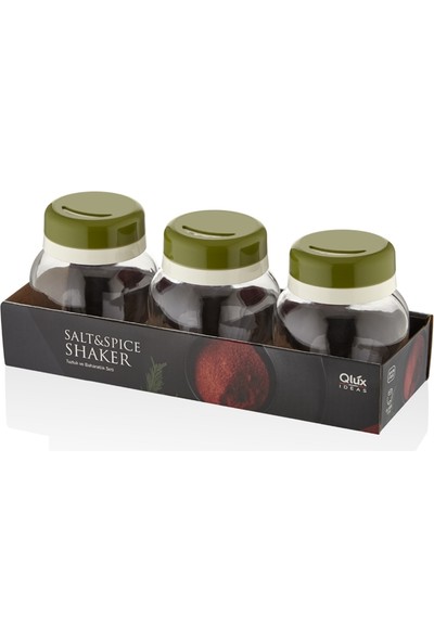 Qlux Troya Baharatlık 3'lü Set 210 ml Yeşil Qlux Troya Baharatlık 3'lü Set 210 ml Yeşil