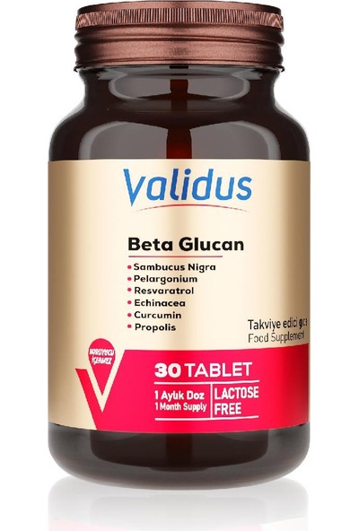 Validus Immun Beta Glucan + Kara Mürver + Propolis Tablet Validus Immun Beta Glucan + Kara Mürver + Propolis Tablet