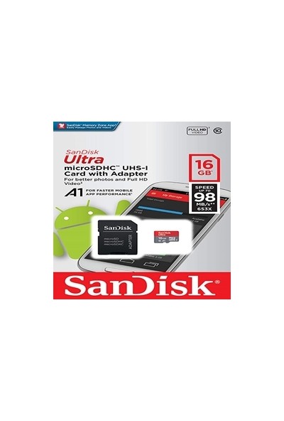 Sandisk Ultra Microsdhc 16GB + Sd Adapter 100MB/S Class 10-98 Hafıza Kartı Sandisk Ultra Microsdhc 16GB + Sd Adapter 100MB/S Class 10-98 Hafıza Kartı