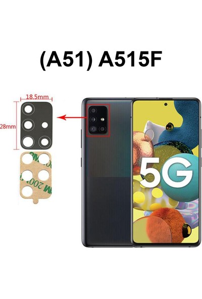 Ceyker GSM Samsung Galaxy A51 (A515F) Arka Kamera Camı Kamera Camı Lensi