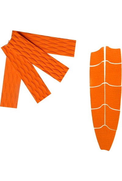 9 Adet Turuncu Sörf Tahtası Tam Güverte Çekiş Pedleri 4 Parçalı Kuyruk Pedleri
