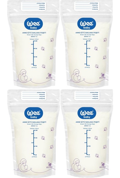 Wee Baby Süt Saklama Poşeti 100 Lü Set (4pk*25) Wee Baby Süt Saklama Poşeti 100 Lü Set (4pk*25)