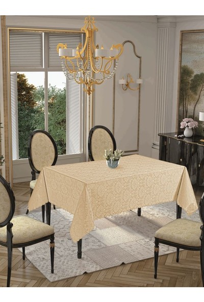 Bej Renk Masa Örtüsü Günlük Kullanım Için Dertsiz Masa Örtüsü