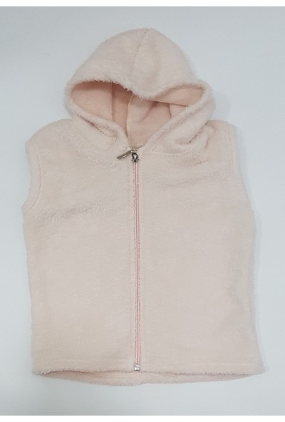 Kız Bebek Kapşonlu Fermuarlı Polar Yelek-Açıksomon