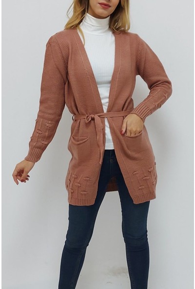 Zavanza Önden Bağlamalı Cepli Hırka Gülkurusu Zavanza Önden Bağlamalı Cepli Hırka Gülkurusu