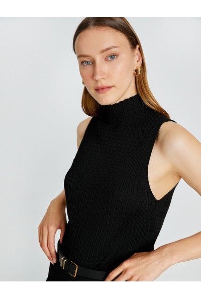 Balıkçı Yaka Atlet Örgü Detaylı