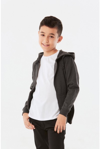 FullaModa Fermuarlı Kapüşonlu Erkek Çocuk Sweatshirt FullaModa Fermuarlı Kapüşonlu Erkek Çocuk Sweatshirt