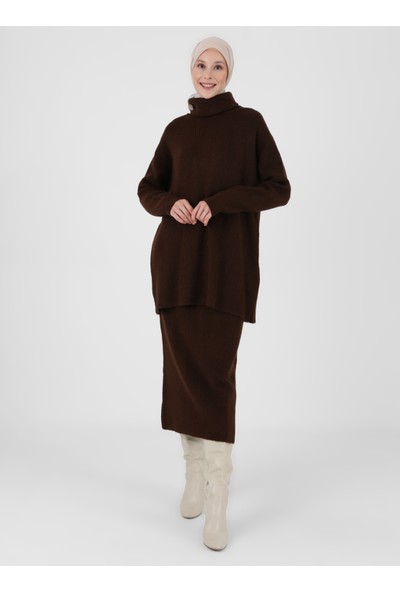 Refka Tunik&etek Ikili Triko Takım - Acı Kahve - Refka Woman
