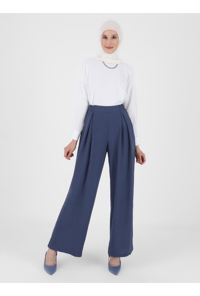 Refka Beli Lastikli Pantolon Etek - Açık Lacivert - Refka Woman Refka Beli Lastikli Pantolon Etek - Açık Lacivert - Refka Woman