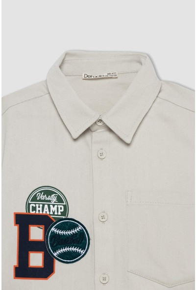 DeFacto Erkek Çocuk Oversize Fit Polo Yaka Uzun Kollu Gabardin Uzun Kollu Gömlek Y5381A622AU