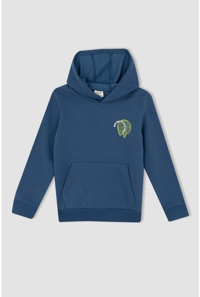 Erkek Çocuk Oversize Fit Kalın Sweatshirt Kumaşı Kapüşonlu Kanguru Cepli SWEATSHIRT Y2608A622WN