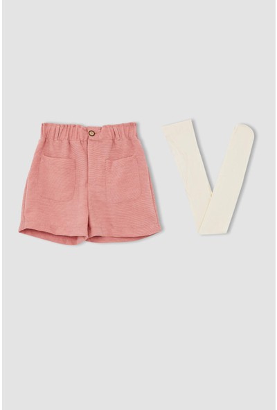 DeFacto Kız Çocuk Kadife Şort Çorap Takımı Y5695A622WN