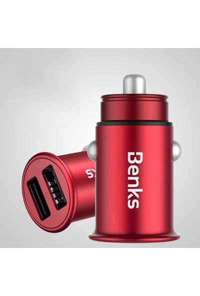 Ceponya Orijinal Benks C27 Çift USB Giriş Araç Şarjı 4.8A Kırmızı Ceponya Orijinal Benks C27 Çift USB Giriş Araç Şarjı 4.8A Kırmızı