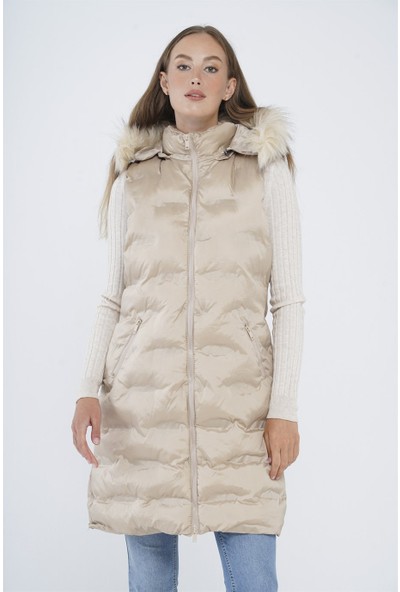 Olcay Çıkabilir Kapüşonlu Desenli Şişme Yelek Taş 8210 Olcay Çıkabilir Kapüşonlu Desenli Şişme Yelek Taş 8210