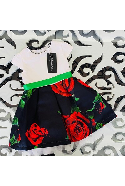 Hilal Akıncı Kids Saten Kumaş Gül Desenli Abiye Elbise Hilal Akıncı Kids Saten Kumaş Gül Desenli Abiye Elbise