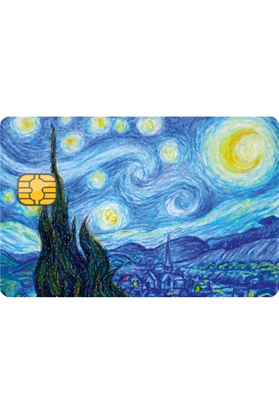 Gaccosh Van Gogh Yıldızlı Gece Tasarımlı Kart Kaplama Etiketi Sticker Gaccosh Van Gogh Yıldızlı Gece Tasarımlı Kart Kaplama Etiketi Sticker