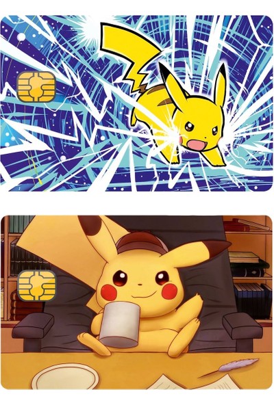 Gaccosh Pıkachu 2' Li Set Tasarımlı Kart Kaplama Etiketi Sticker Gaccosh Pıkachu 2' Li Set Tasarımlı Kart Kaplama Etiketi Sticker