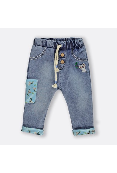 Overdo Koala Baskılı Cep Detaylı Çocuk / Bebek Kot Pantalon