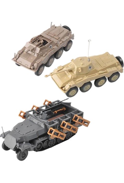 3 Pcs Model Kiti Simülasyonu 1/72 Zırhlı Araç Oynat Seti Koleksiyon 3 Pcs Model Kiti Simülasyonu 1/72 Zırhlı Araç Oynat Seti Koleksiyon