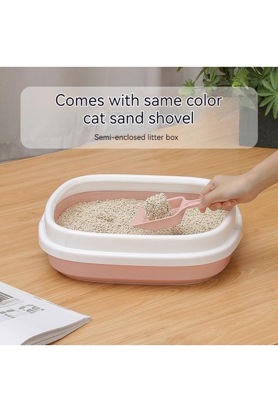 Basit Yarı Kapalı Su Sıçramasına Dayanıklı Kedi Tuvaleti Basit Yarı Kapalı Su Sıçramasına Dayanıklı Kedi Tuvaleti