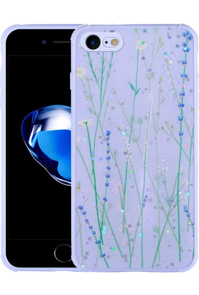 Vip Case Apple iPhone 8 Kılıf Simli Desenli Kamera Korumalı Parlak Zore Popy Kapak