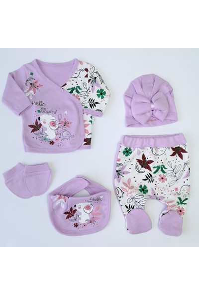 Nonna Baby Hello Spring Lila Fiyonk Şapkalı 5li Zıbın Set Nonna Baby Hello Spring Lila Fiyonk Şapkalı 5li Zıbın Set