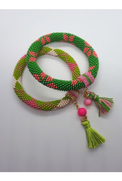 Boncuktan Şeyler New El Yapımı Hapishaneişi Desenli Yeşil Boncuk Bileklik 2'li Takım Boncuktan Şeyler New El Yapımı Hapishaneişi Desenli Yeşil Boncuk Bileklik 2'li Takım