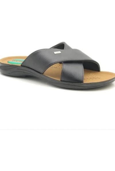 Giydegör Daye Erkek Siyah Renk Çapraz Jel Taban Terlik