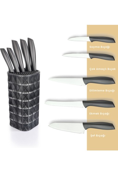 Schafer Chef 6 Parca Standlı Bıcak Seti Schafer Chef 6 Parca Standlı Bıcak Seti