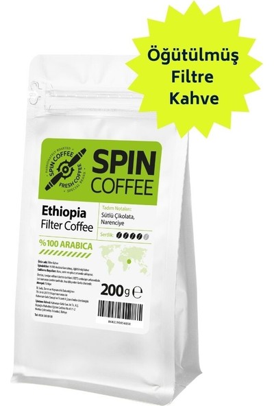 Spin Ethiopia Öğütülmüş Filtre Kahve 200 gr Spin Ethiopia Öğütülmüş Filtre Kahve 200 gr