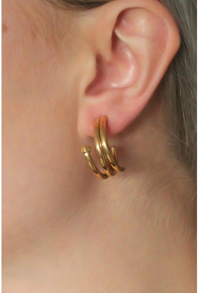 Gucso Gold Renk Çivi Model Çelik Kadın Küpe Gucso Gold Renk Çivi Model Çelik Kadın Küpe