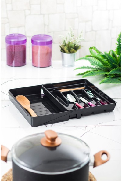 Hgüneyli Ayarlanabilir Çekmece Içi Kaşıklık Siyah